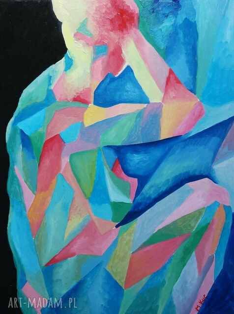 niesztampowe obrazy obraz do salonu akt naga kobieta kubizm. malarstwo ...