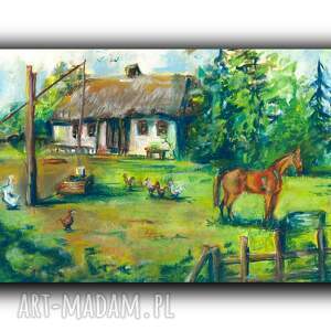 eleganckie obrazy domek na wsi sucha pastel ღ art-Madam.pl