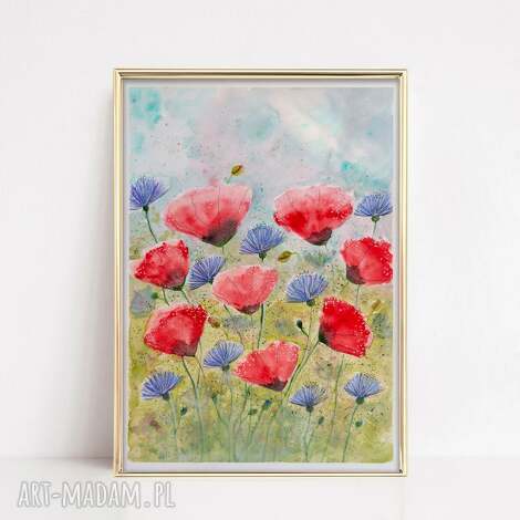 Grafika z ramą autorska. Akwarela Oryginalna ღ art-Madam.pl