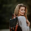 plecak / torba 2 w 1 z nubuku tapicerskiego czarny ღ art-Madam.pl