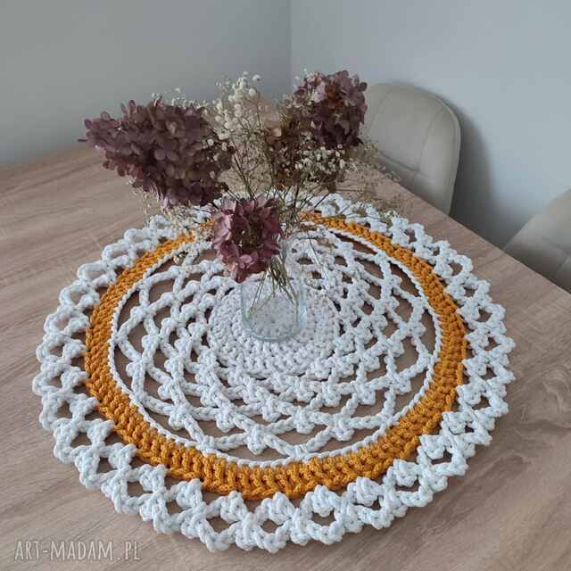 Serweta Szydełkowa na Stolik ze Sznurka Bawełnianego 60cm ღ art-Madam.pl