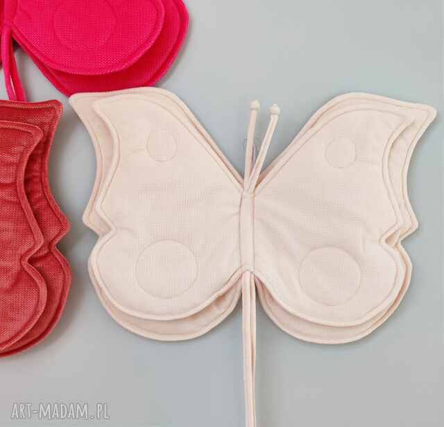 motyl zawieszka dekoracja ścienna ecru - jasny różowy, motylek prezent ...