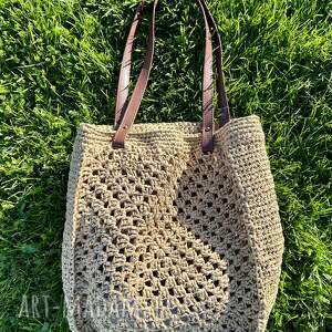 torba z ręcznie robiona handmade szydełko - rafia na plaże, torebka ღ ...