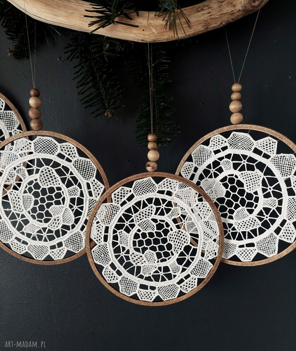 dekoracje handmade - 4 x łapacz snów - Wooden ღ art-Madam.pl
