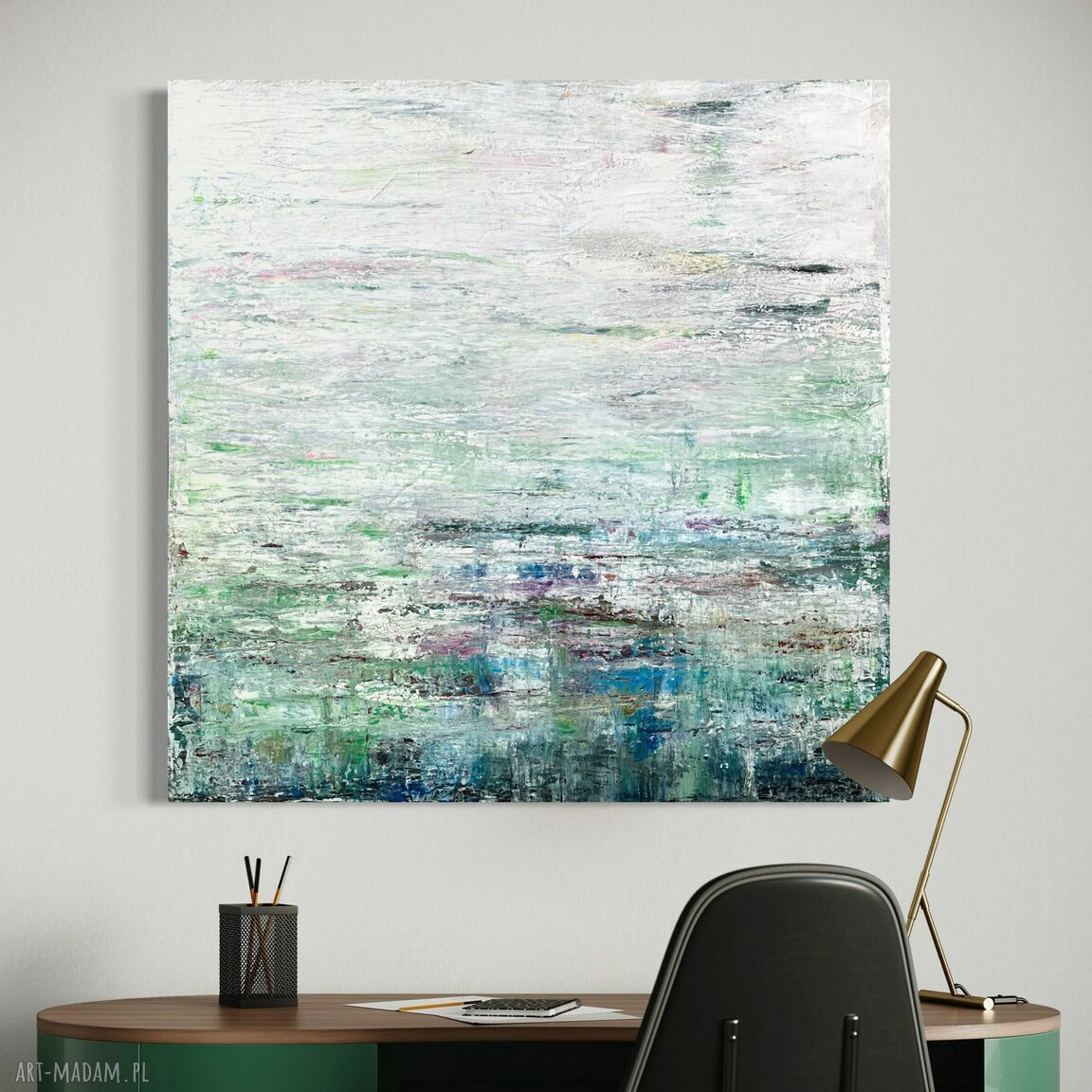 obraz 90x90 abstrakcja na płótnie, do salonu malarstwo ღ art-Madam.pl