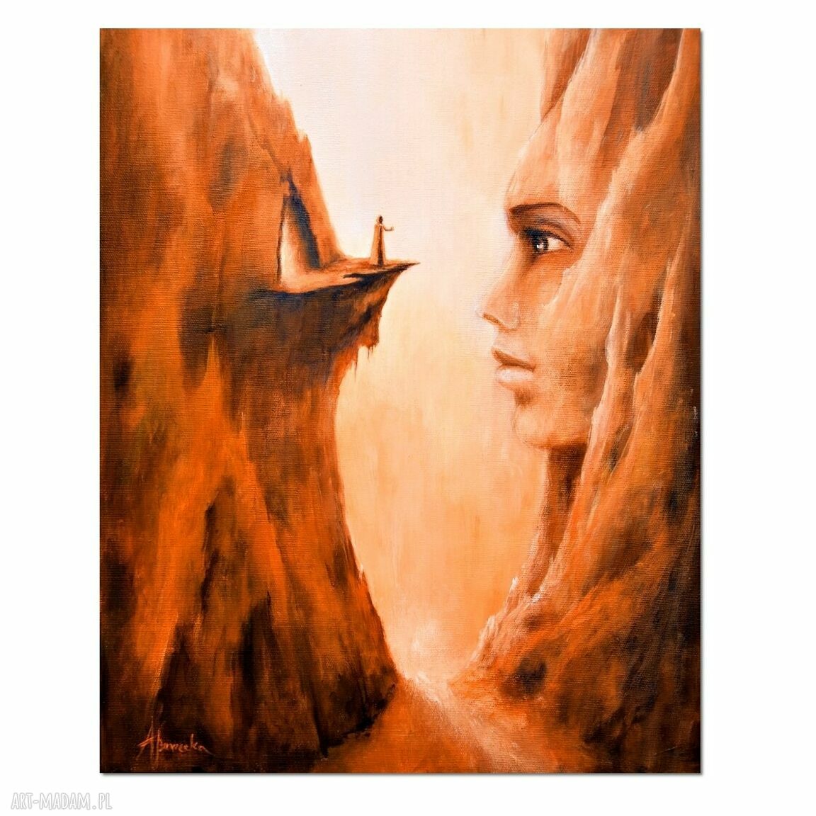 ad te obraz ręcznie malowany surrealizm realizm magiczny - ღ art-Madam.pl