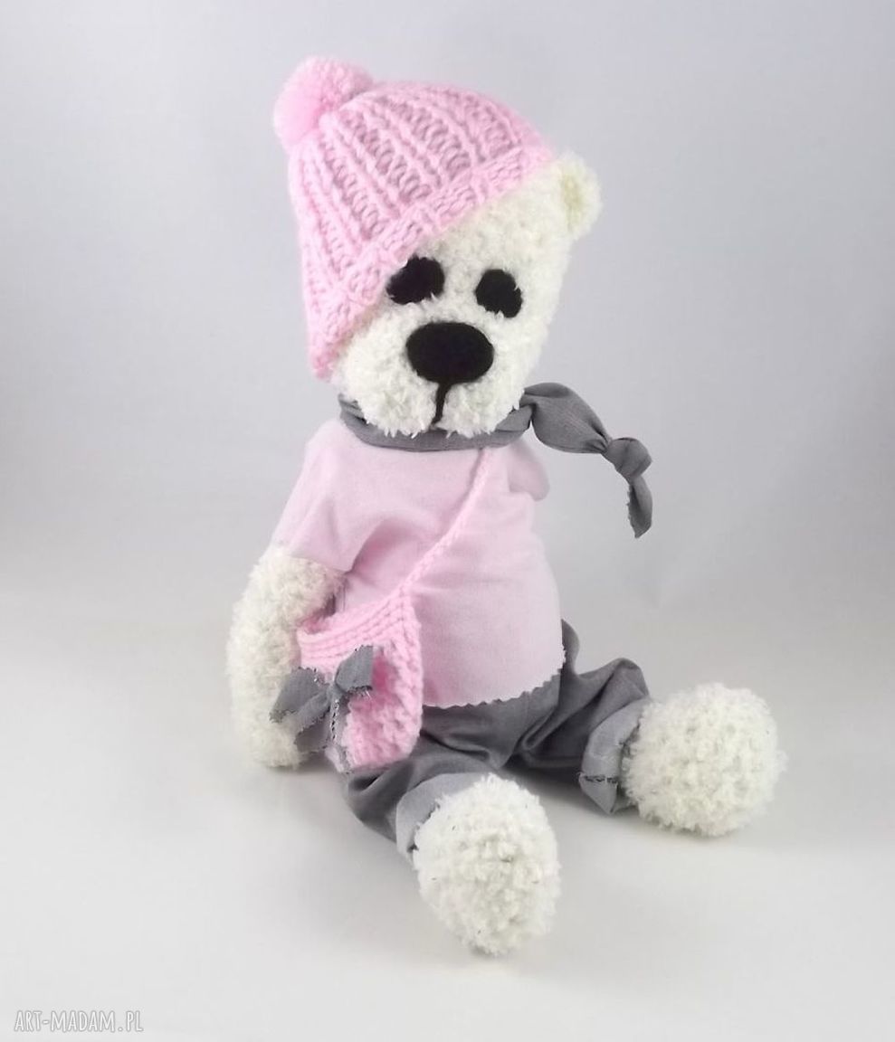 amelka - szydełkowa misia personalizacja, miś maskotka, miś w ubranku ...