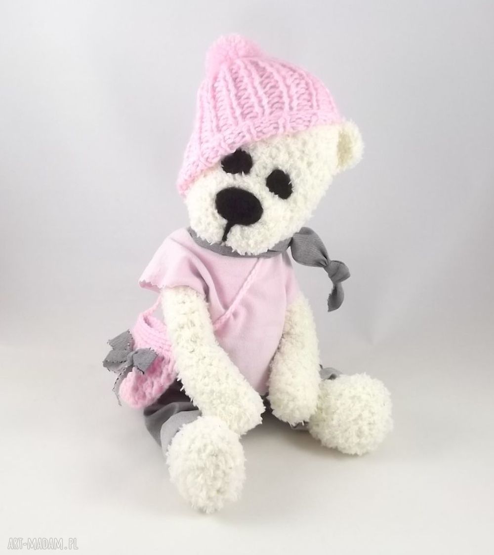amelka - szydełkowa misia personalizacja, miś maskotka, miś w ubranku ...