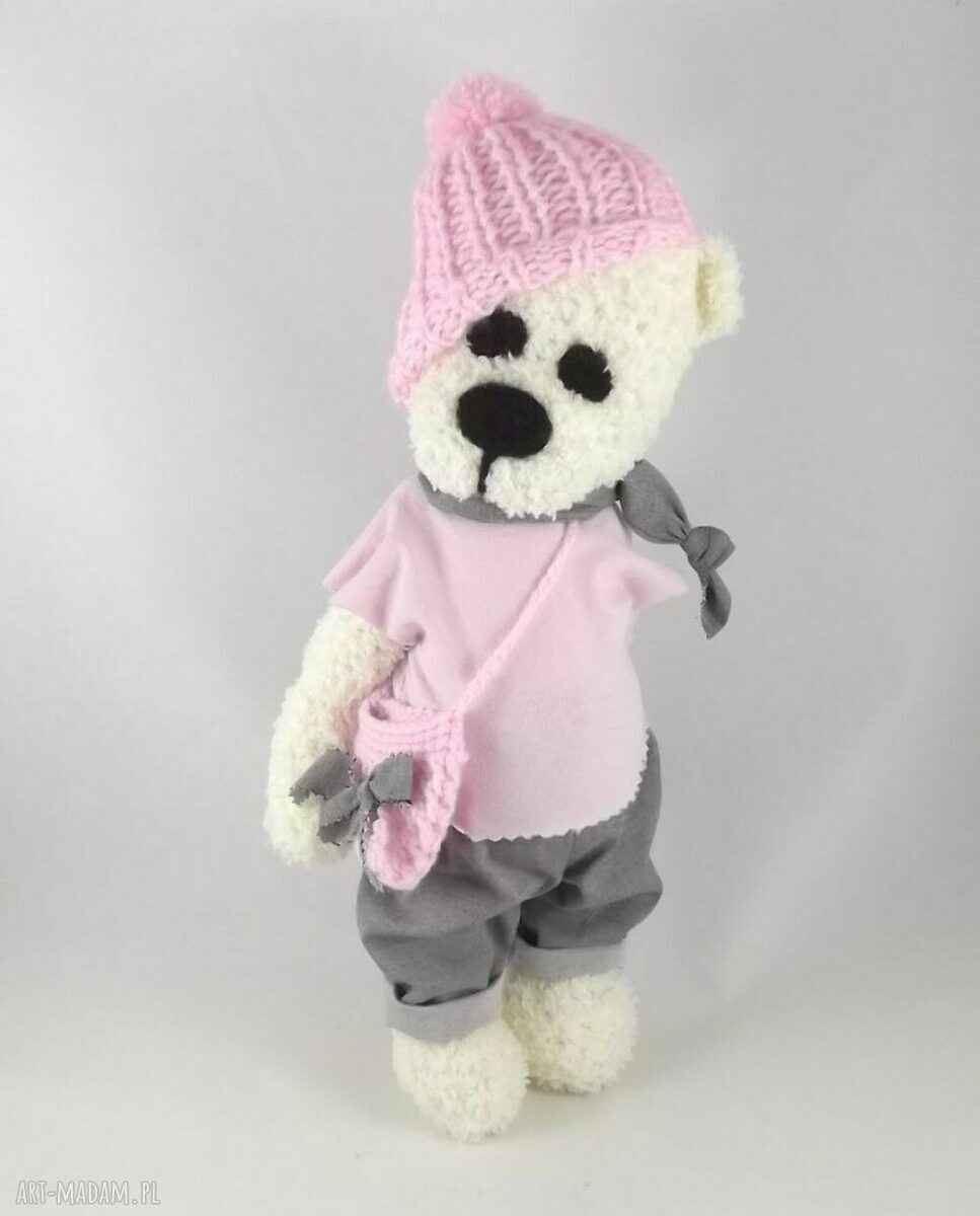 amelka - szydełkowa misia personalizacja, miś maskotka, miś w ubranku ...
