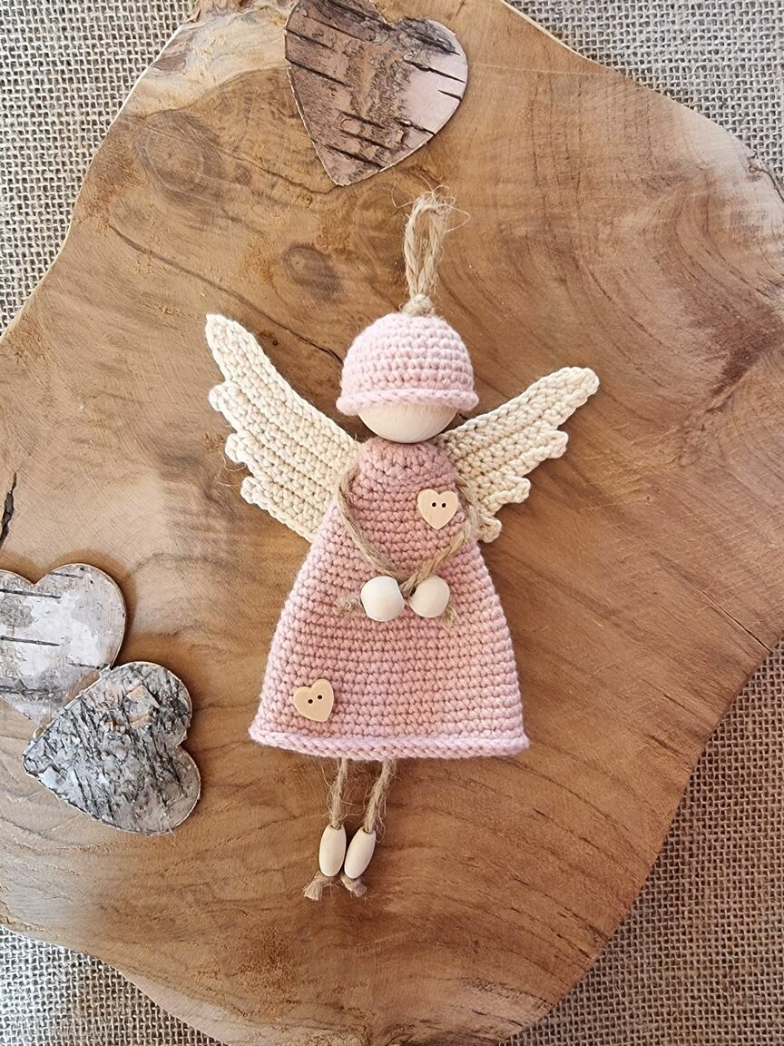 anioł boho na szydełku 15 cm - unikalne dekoracje ღ art-Madam.pl