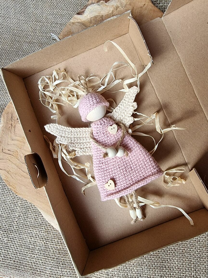 anioł boho na szydełku 15 cm - unikalne dekoracje ღ art-Madam.pl