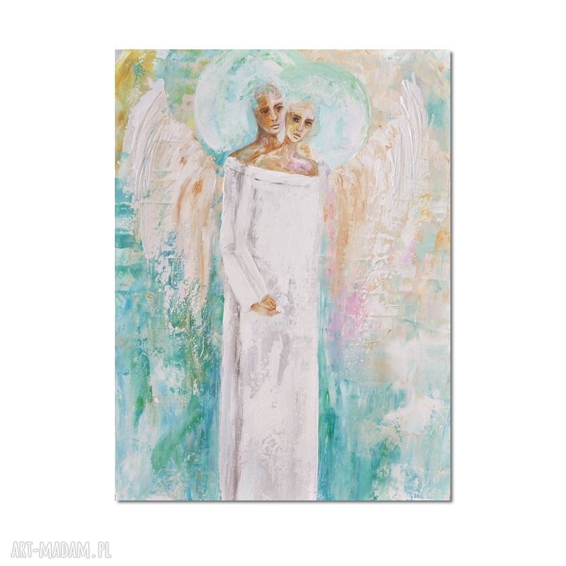 anioły dwa obraz ręcznie malowany - intrygujące obrazy