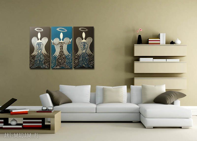 anioły szczęścia i dobrobytu a9 90x60cm ręcznie malowane ღ art-Madam.pl