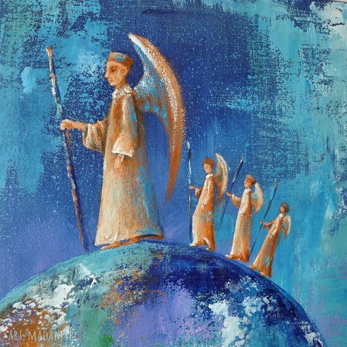 anioły wędrówka obraz ręcznie malowany - intrygujące ღ art-Madam.pl