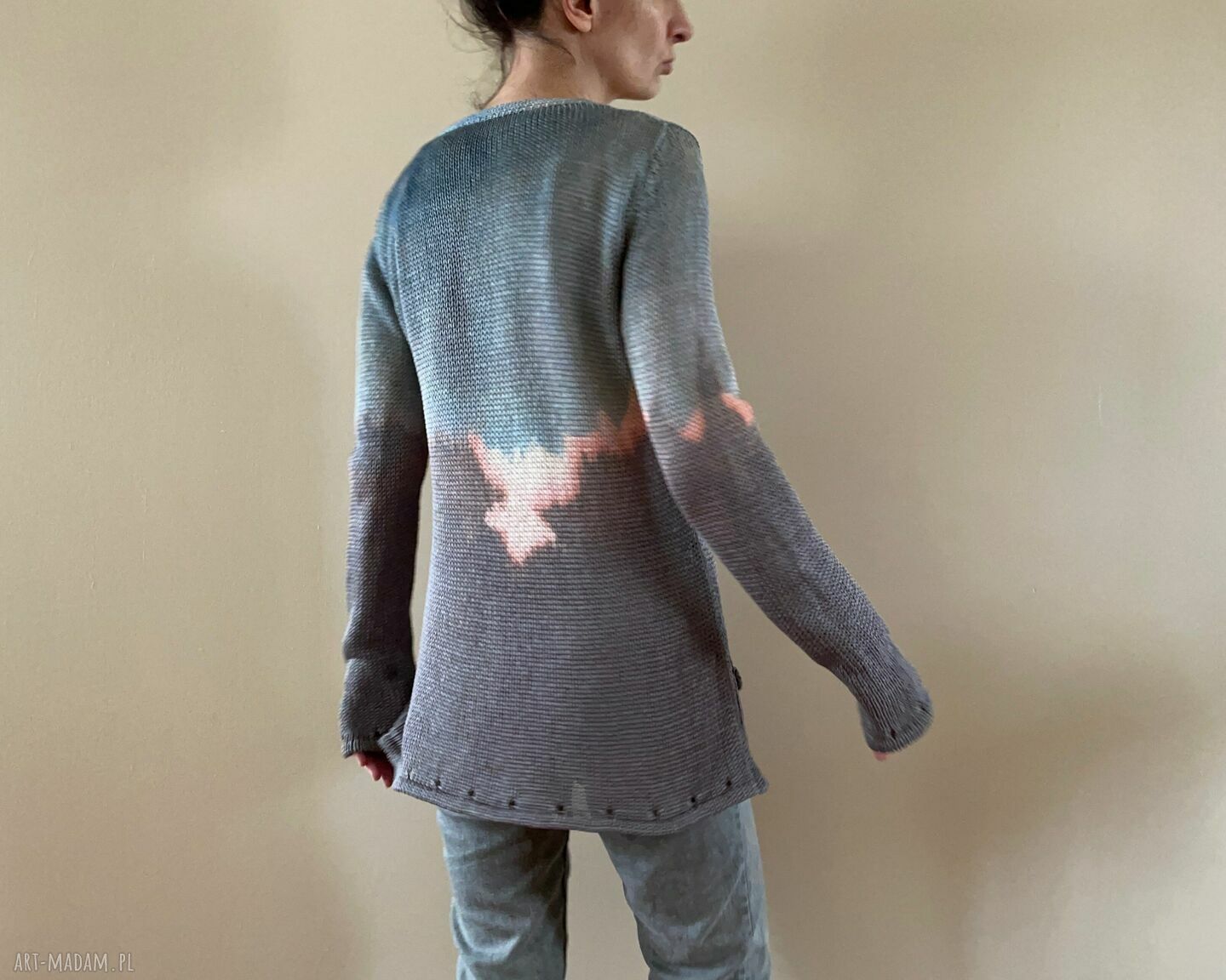 swetry bawełniany rozpinany sweter szary&taupe ღ art-Madam.pl