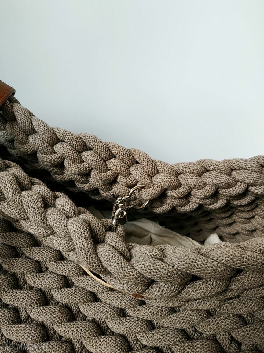 boho wave bag kawowa - atrakcyjne na ramię torebki, torba na szydełku brązowa z grubego sznurka ...