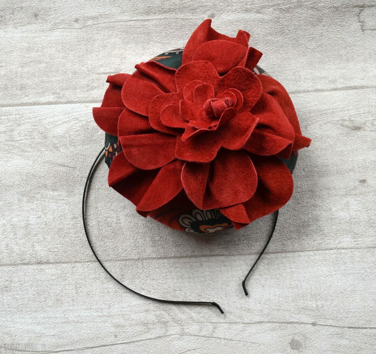 handmade ozdoby do włosów bordowy kwiat ღ art-Madam.pl