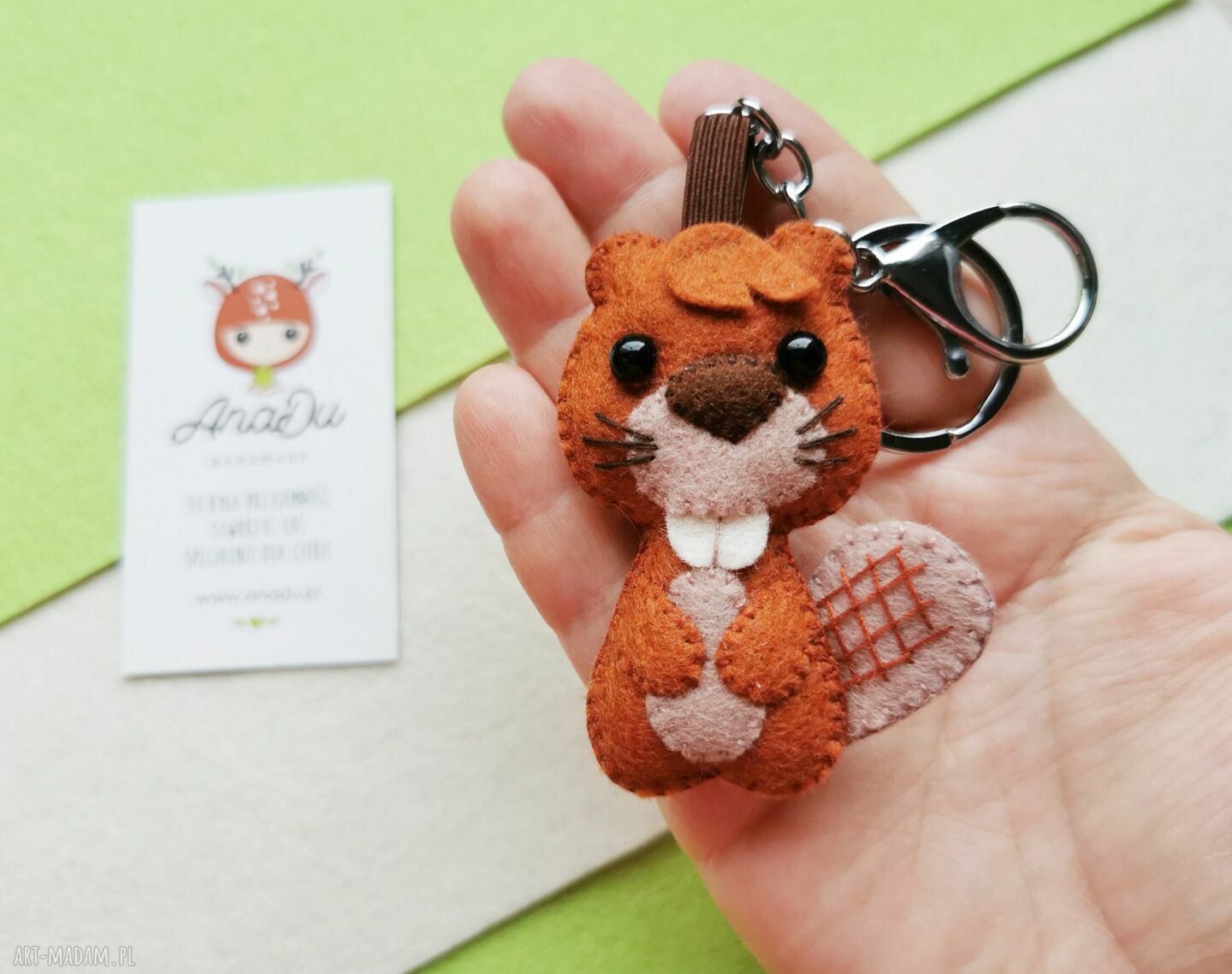breloki hand-made - brelok mini z filcu bóbr - anadu