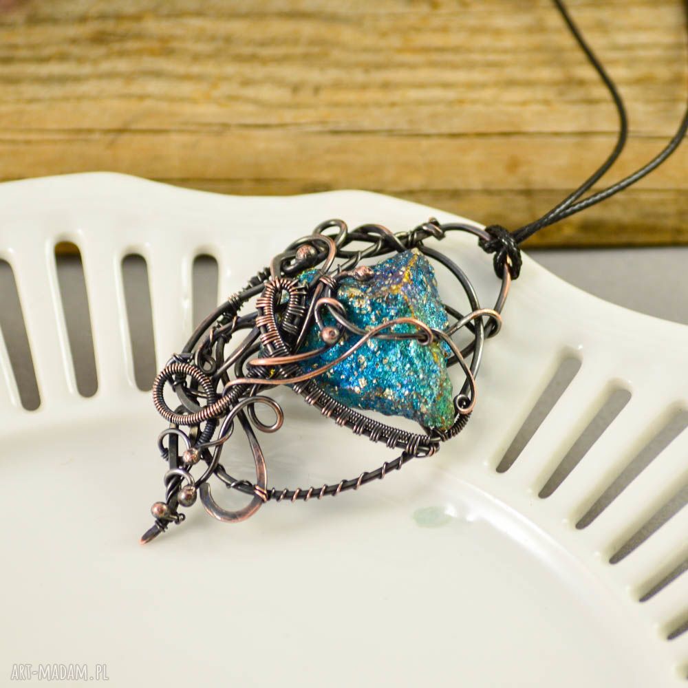 naszyjniki - chalkopiryt w miedzi naszyjnik w surowej formie ...