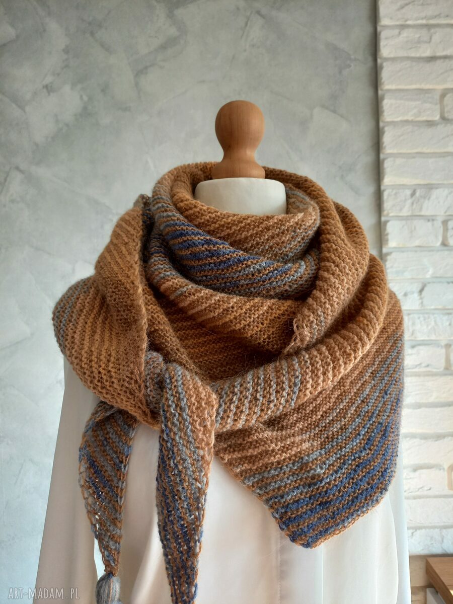 strzałka na drutach, chusta ręcznie robiona pomysł ღ art-Madam.pl