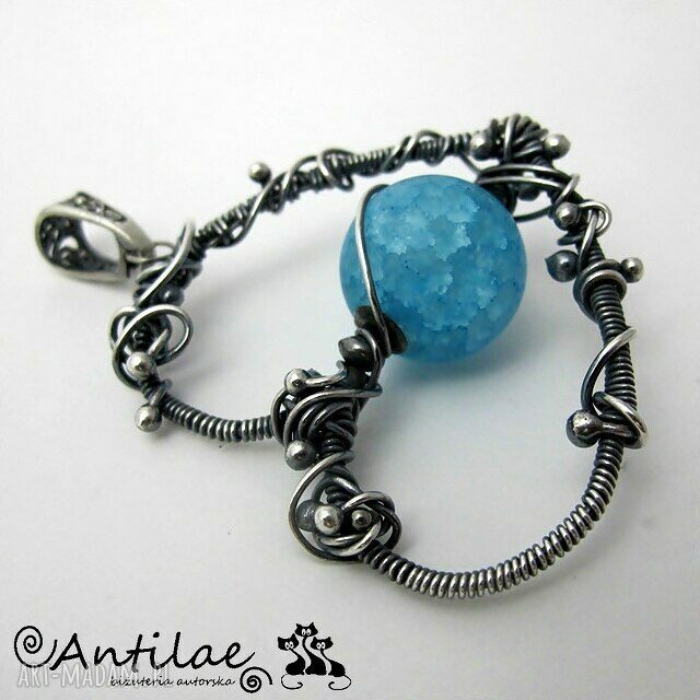 Antilae • Croocas kwarc mrożony niebieski srebro wire wrapping