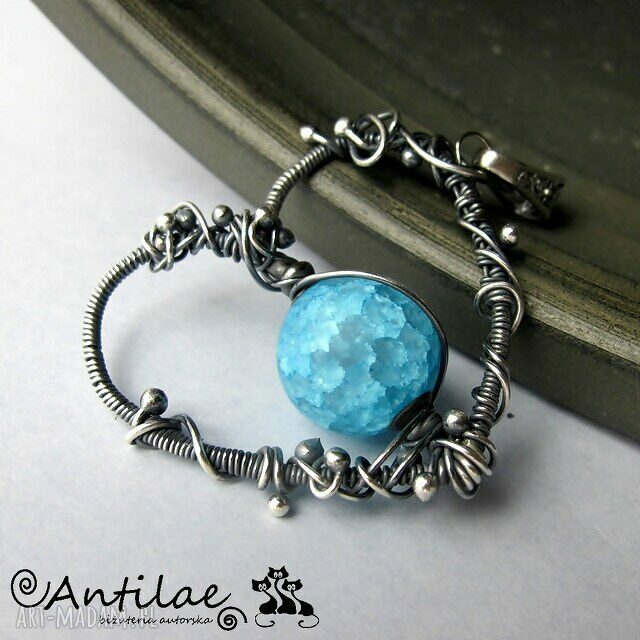 Antilae • Croocas kwarc mrożony niebieski srebro wire wrapping