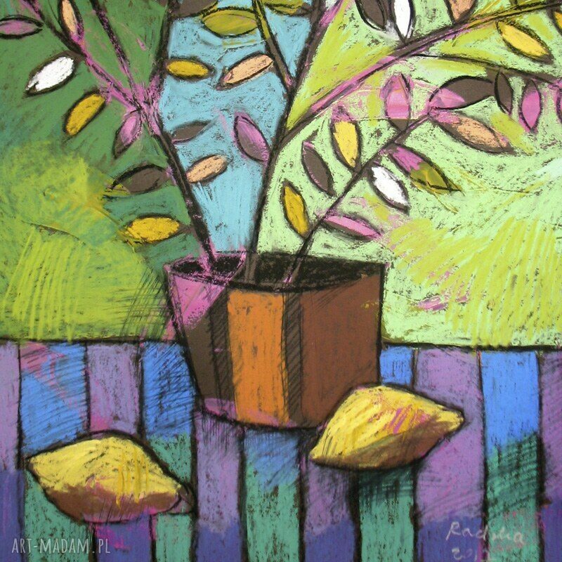 cytryny rysunek pastelami suchymi ღ art-Madam.pl