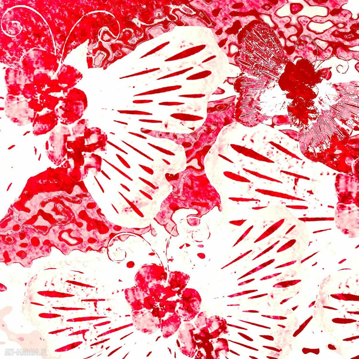 czerwony obraz drzewo radość 80x50 nowoczesny grafika ღ art-Madam.pl