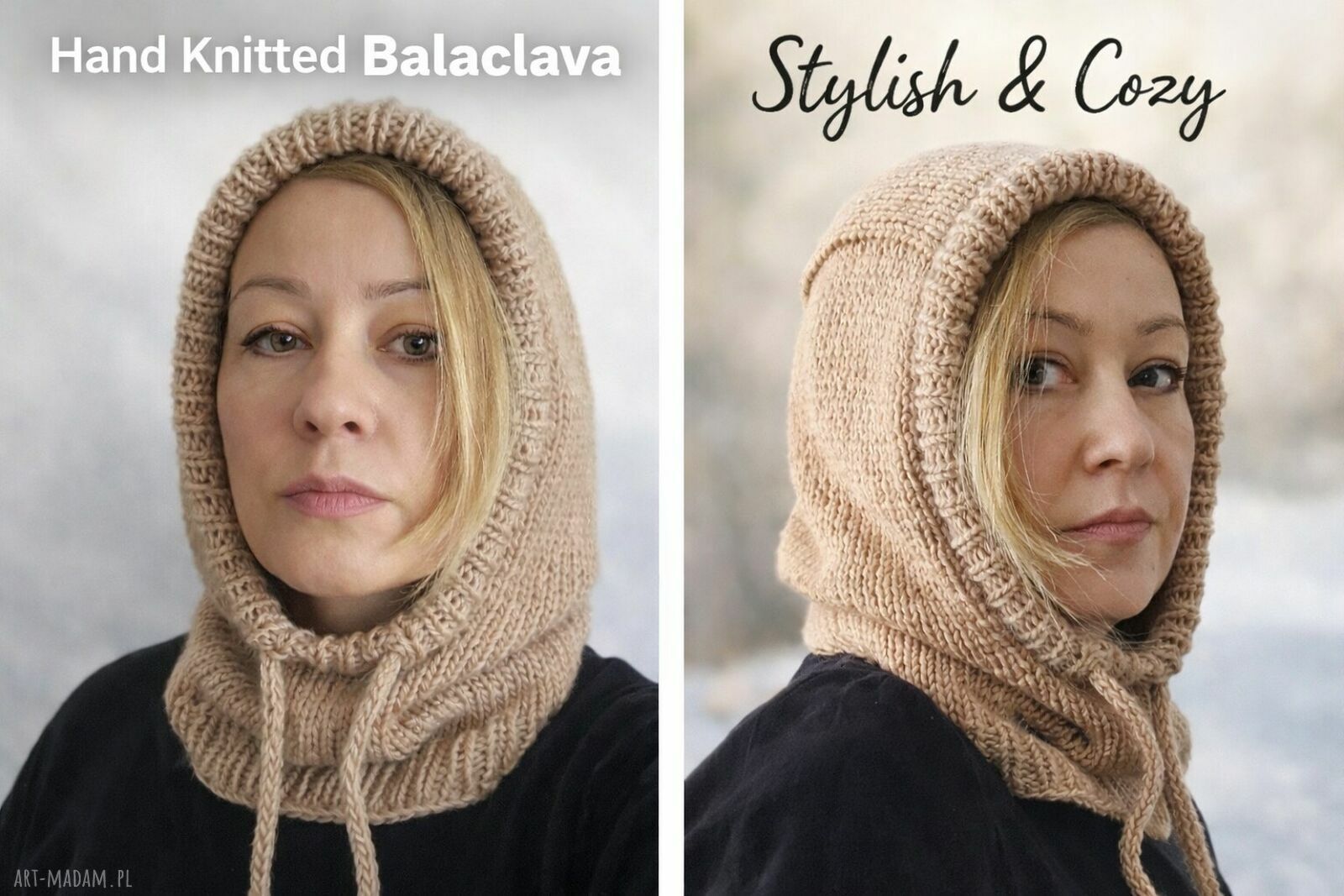 Damska Balaklava Komin Kaptur - Wyraziste ღ art-Madam.pl