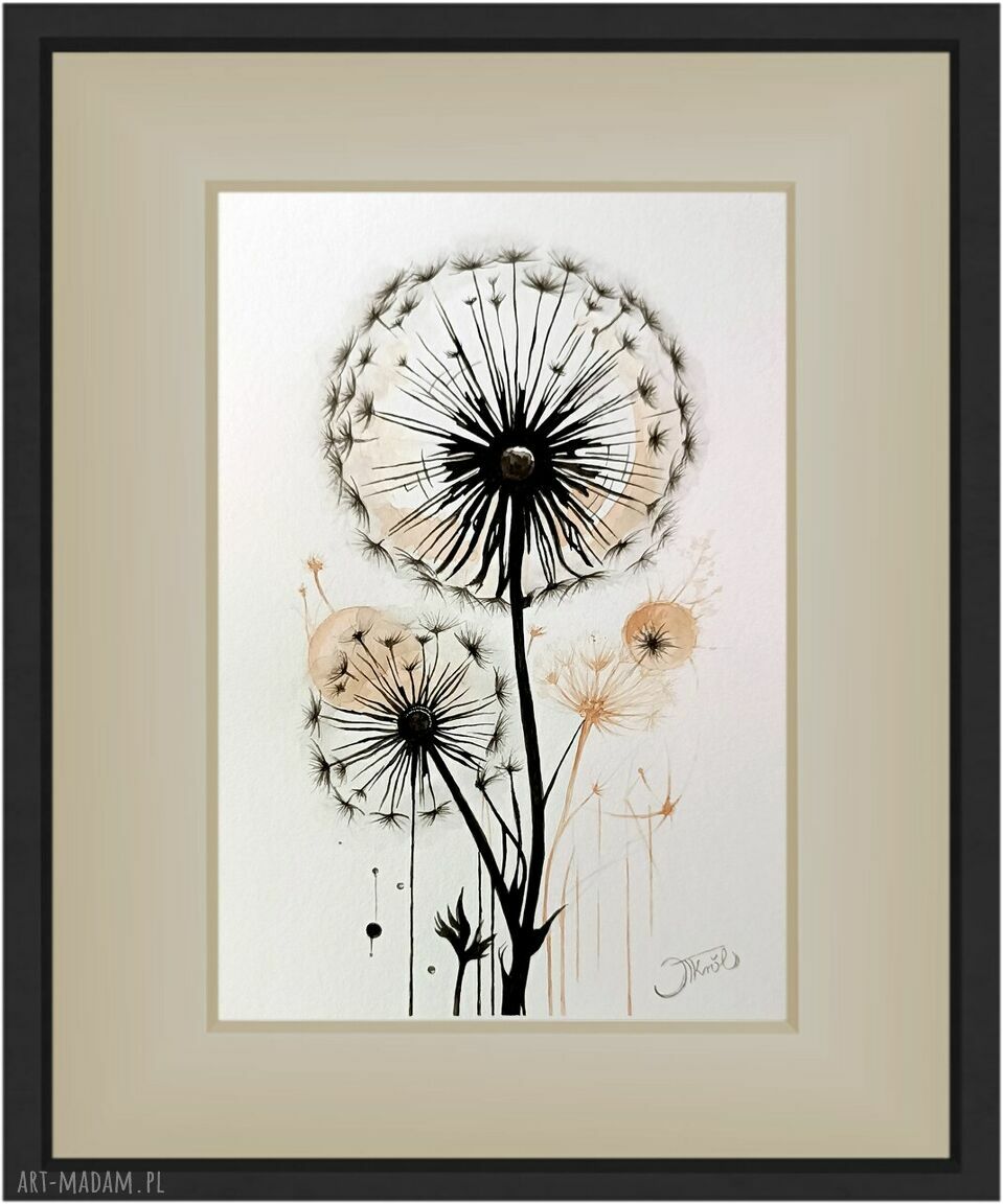 Dmuchawce 2 Akwarela A4 - Niepowtarzalne Obrazy ღ art-Madam.pl