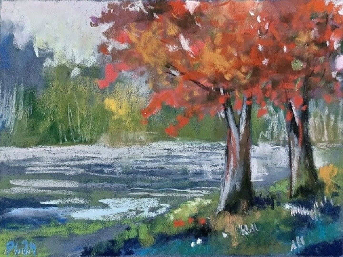 obrazy drzewa rysunek pastelami suchymi - Paulina Lebida ღ art-Madam.pl