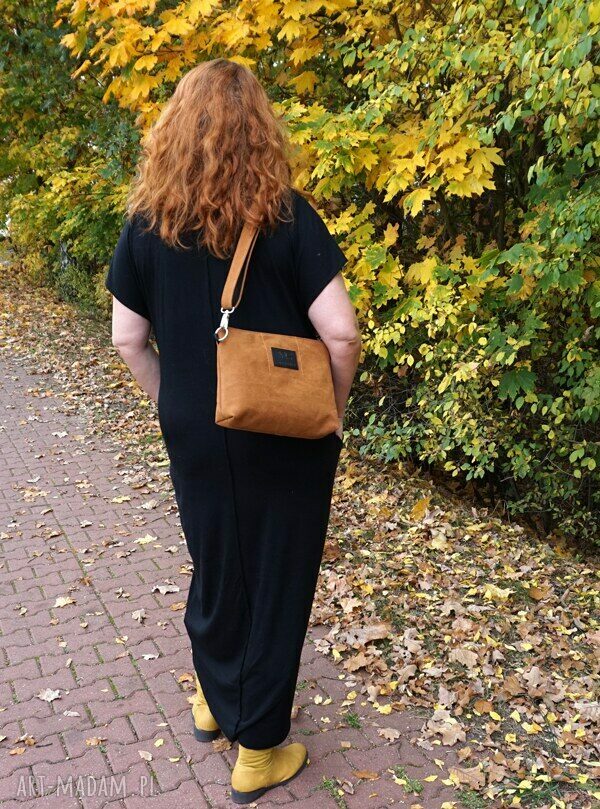 duża nerka torebka XL prostokąt rudy brąz ღ art-Madam.pl