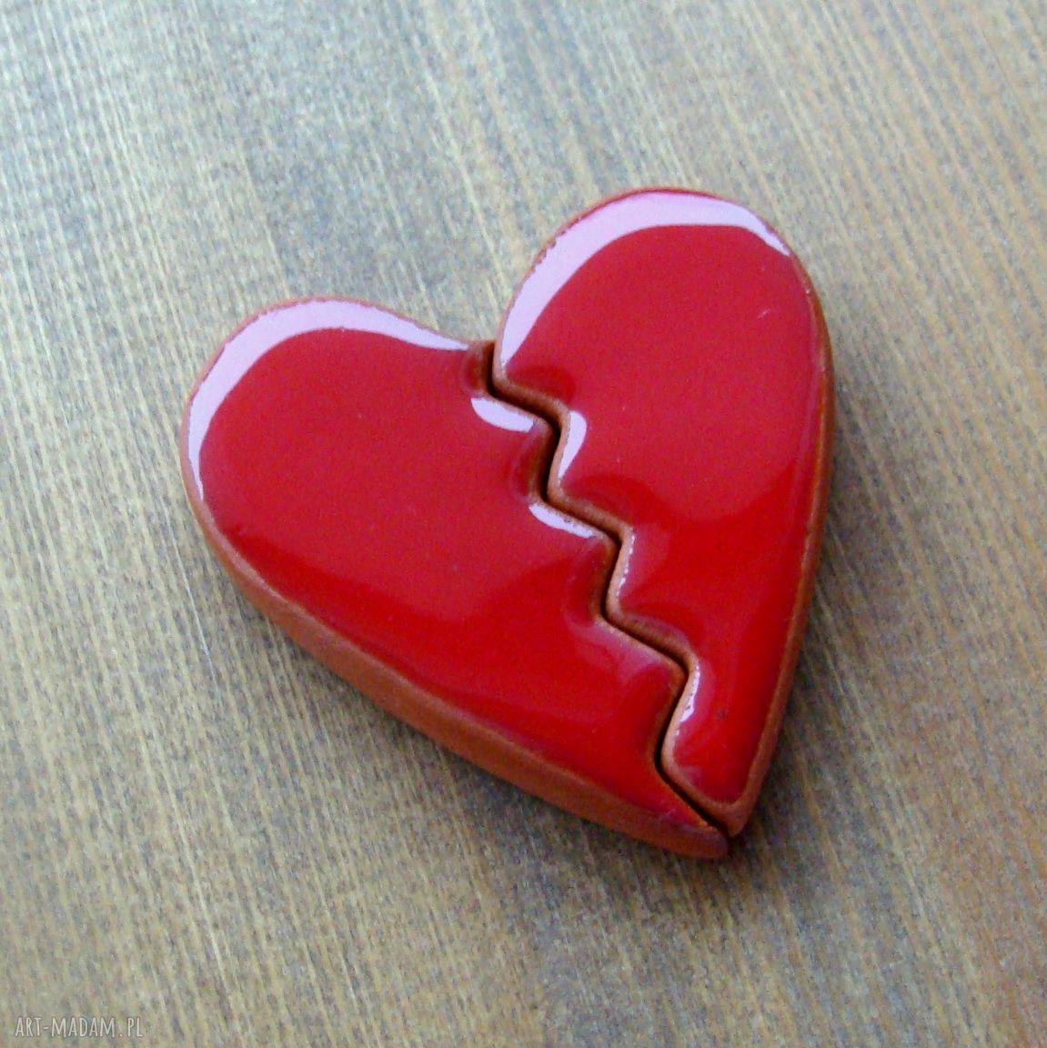 magnesy ręcznie wykonane - dwie połówki serca - pracownia