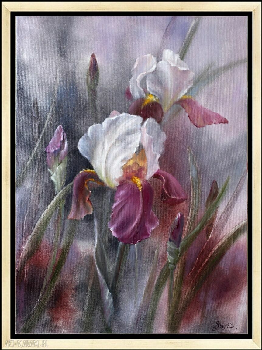 irysy ręcznie malowany obraz olejny - niekonwencjonalne obrazy prezent ...