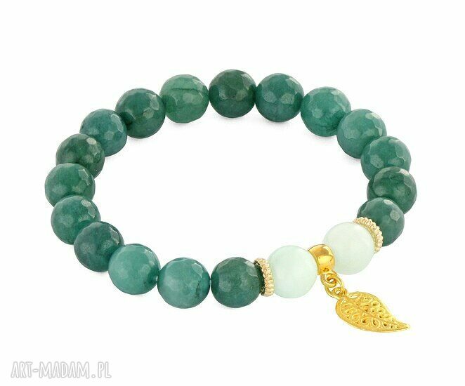 Lavoga • Emerald jade with leaf pendant bransoletki