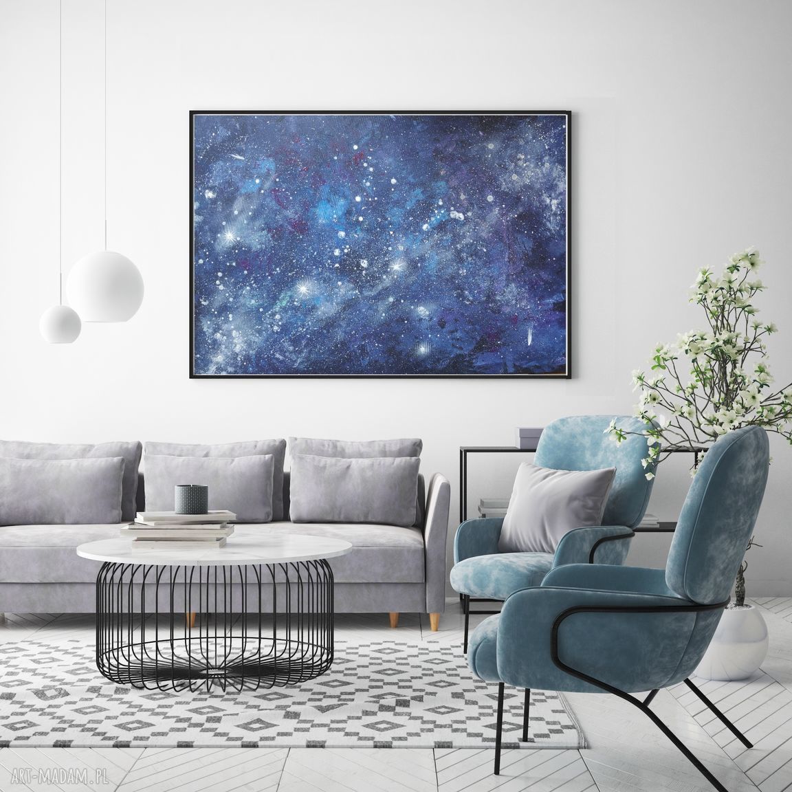 obrazy - kosmos abstrakcja na płótnie obraz ręcznie malowany nowoczesny na gwiazdy droga mleczna ...