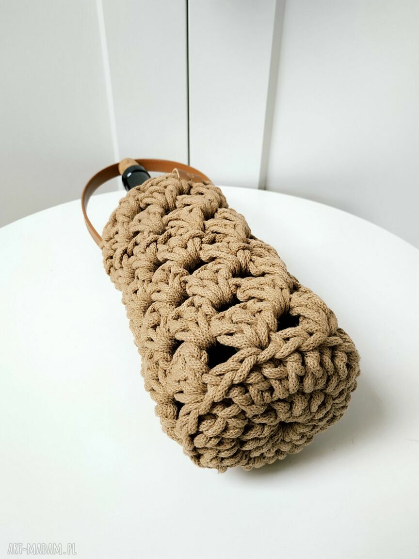 kosz na wino ze sznurka bawełnianego naturalna siatka na boho ღ art-Madam.pl