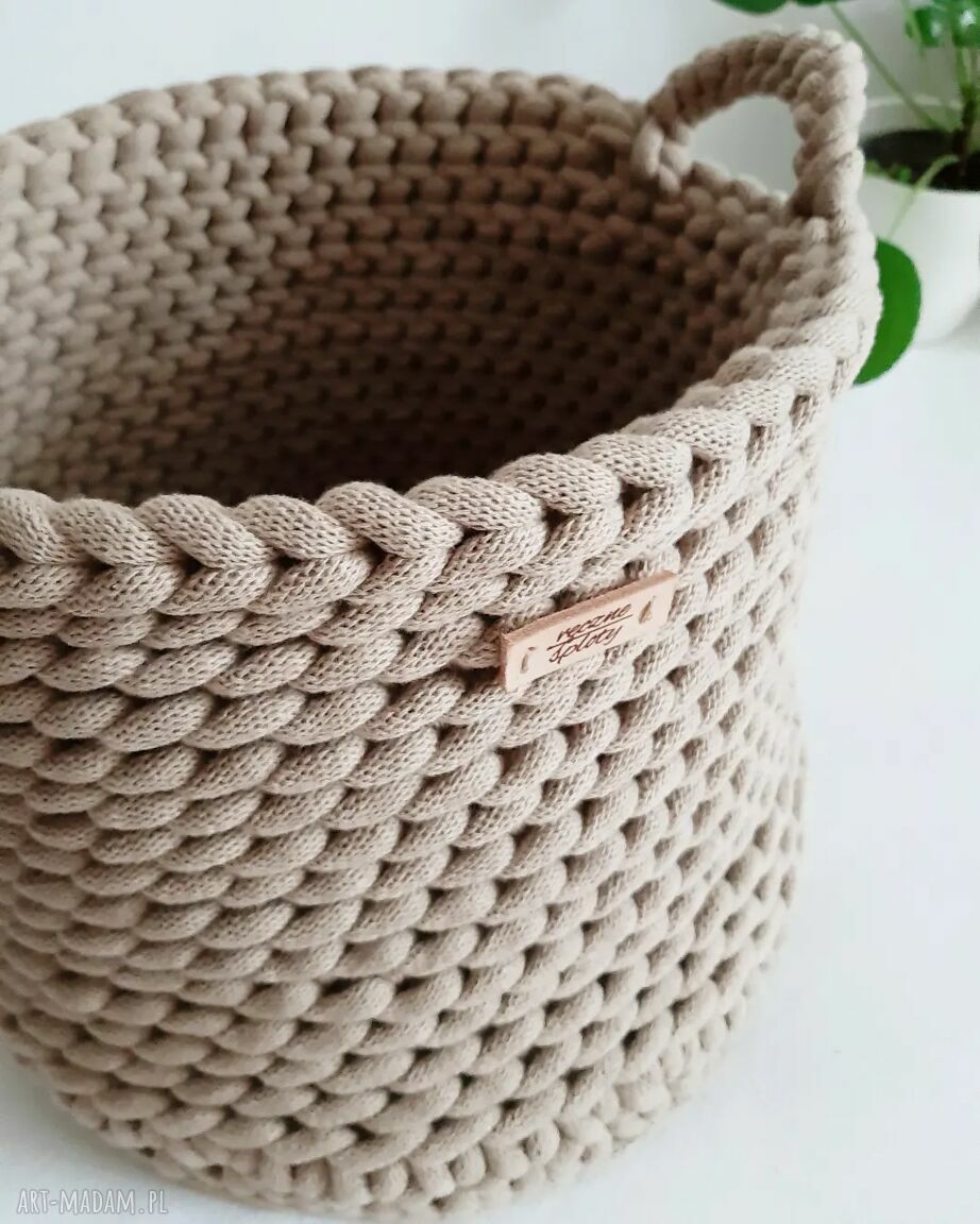 handmade kosze koszyk z grubego sznurka bawełnianego ღ art-Madam.pl