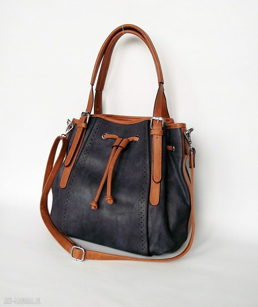 Fizka handmade • Torba na granatowa torebki na ramię