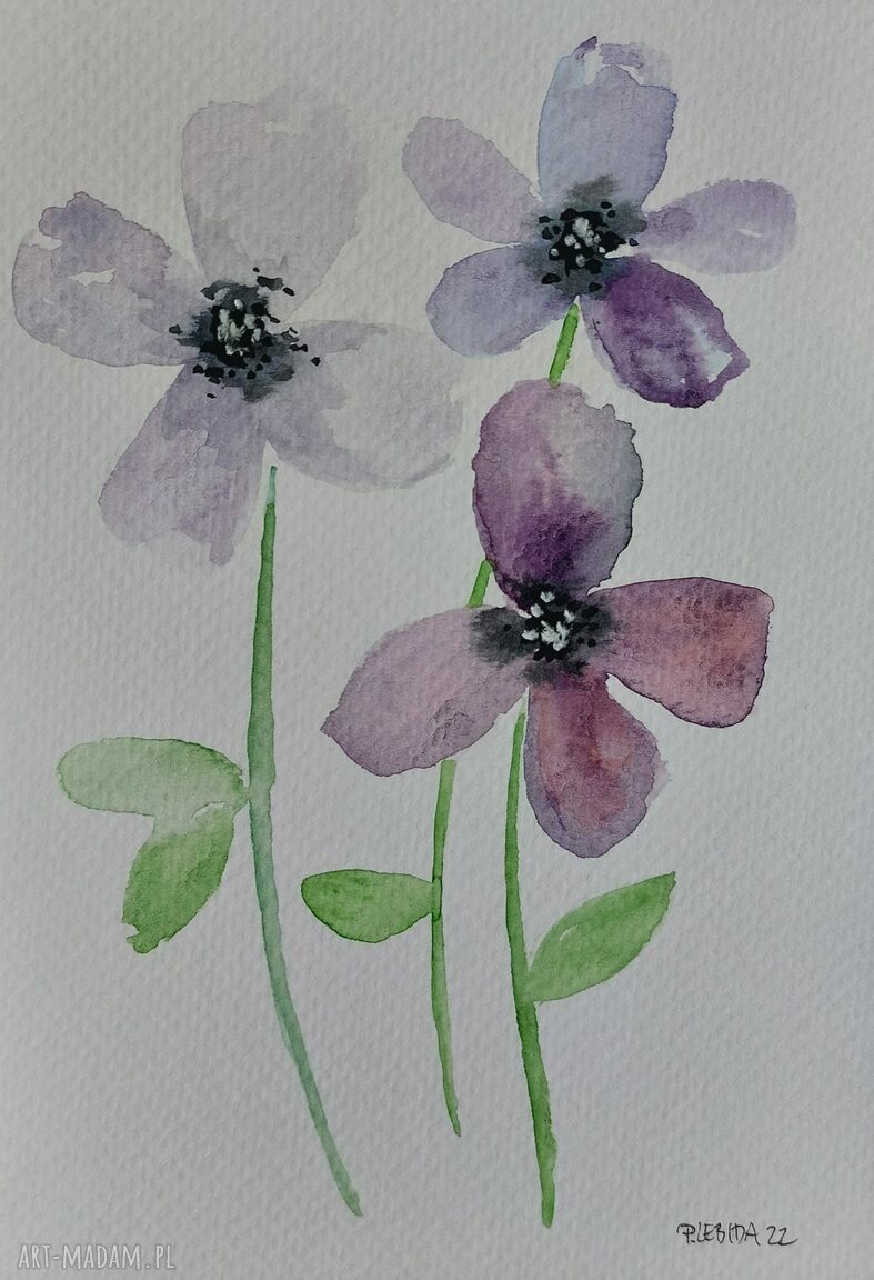 obrazy kwiatki akwarela formatu 12 5/18 cm - Paulina ღ art-Madam.pl