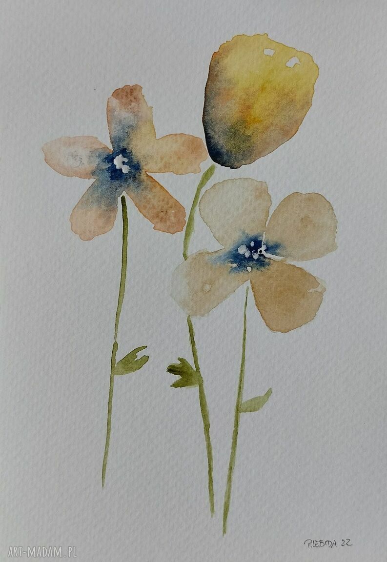 kwiatki akwarela formatu 12 5/18 cm - unikalne obrazy kwiaty dom ...