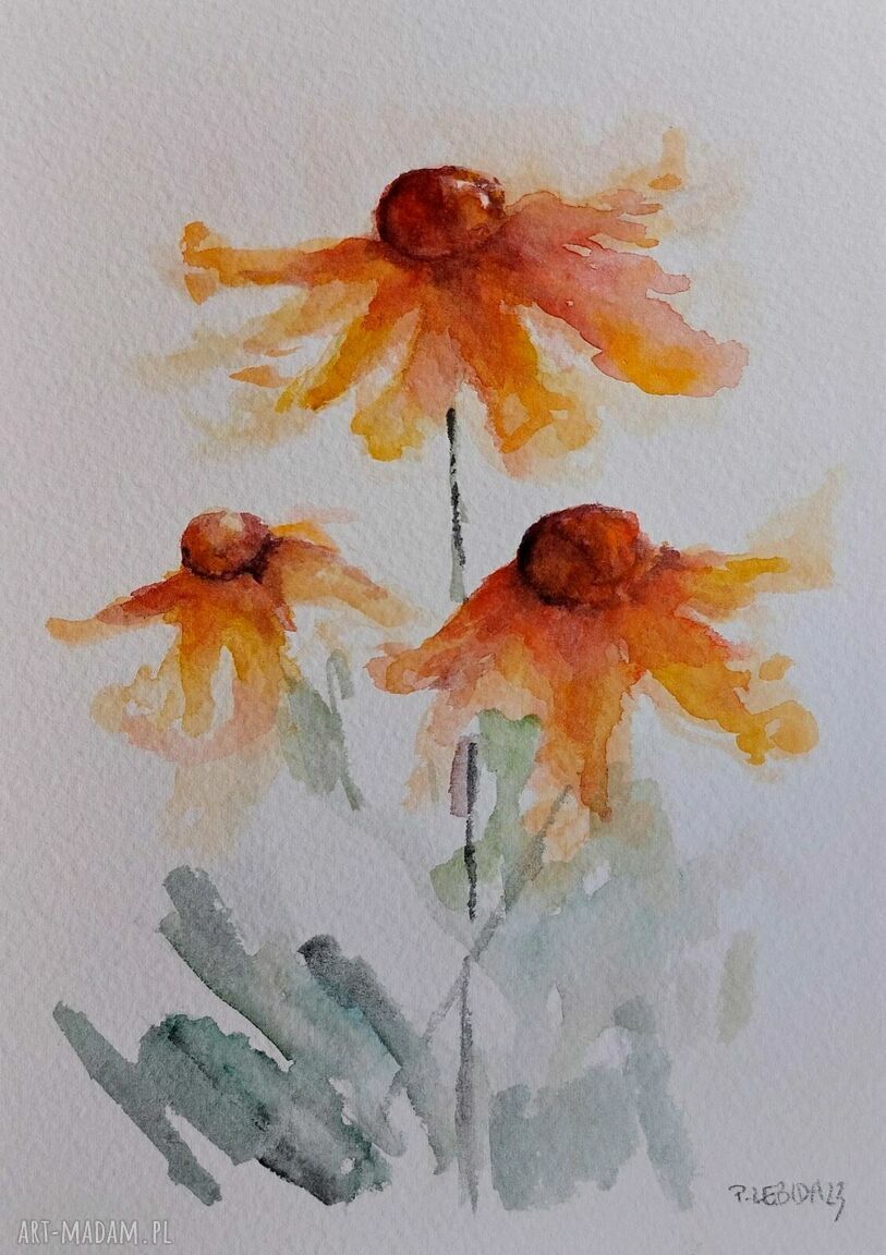 obrazy kwiaty cztery akwarele ღ art-Madam.pl