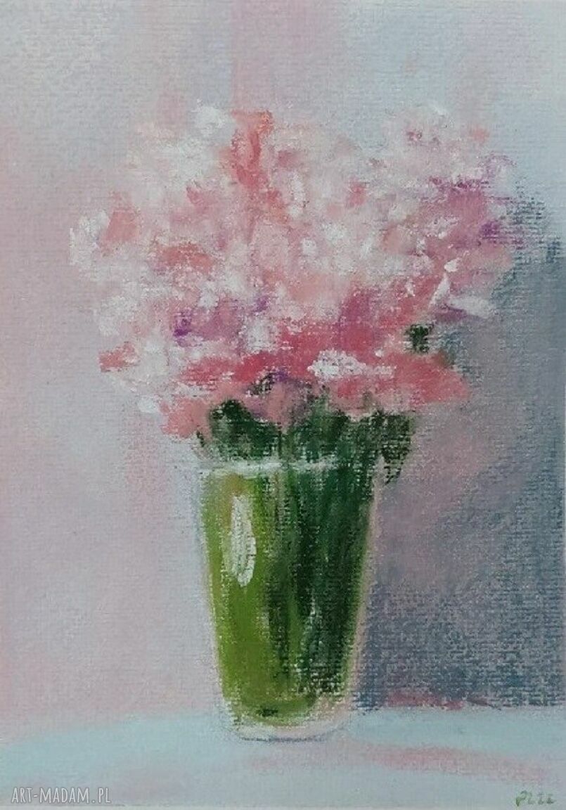 kwiaty rysunek wykonany pastelami suchymi - ciekawe obrazy ღ art-Madam.pl