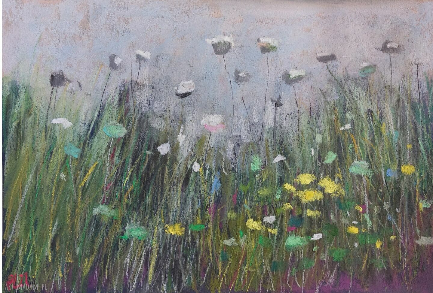 łąka rysunek formatu A4 pastelami - Paulina ღ art-Madam.pl
