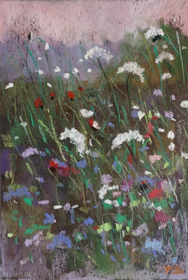 łąka rysunek wykonany pastelami - gustowne obrazy ღ art-Madam.pl