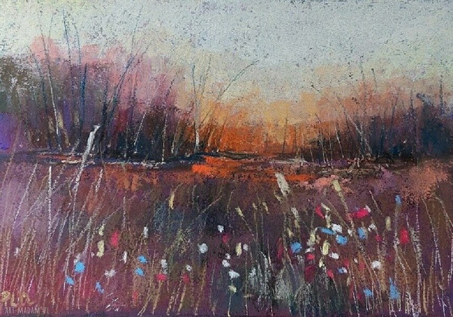 łąka rysunek A5 pastelami suchymi - eleganckie obrazy ღ art-Madam.pl