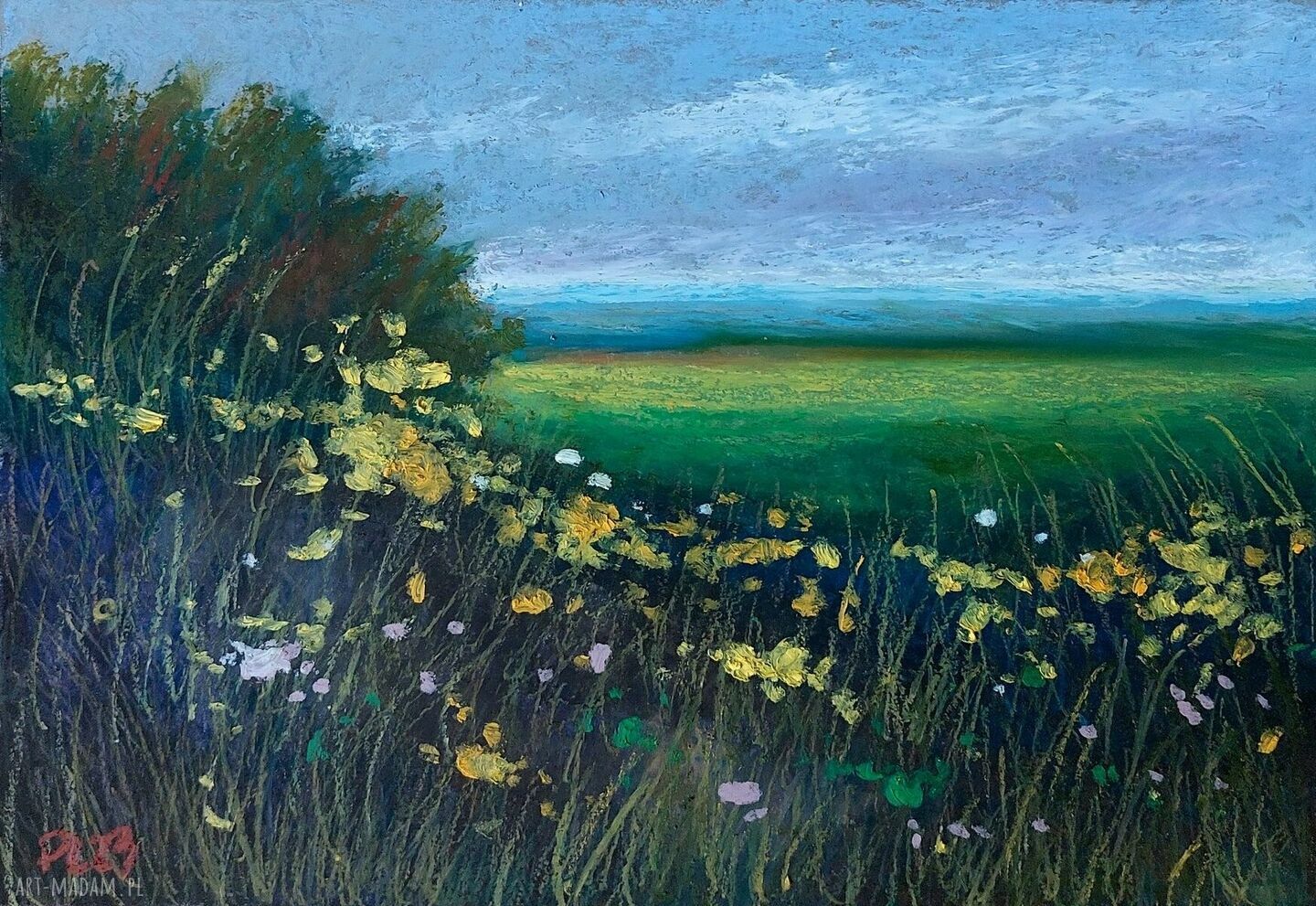 obrazy łąka rysunek A4 pastele olejne ღ art-Madam.pl