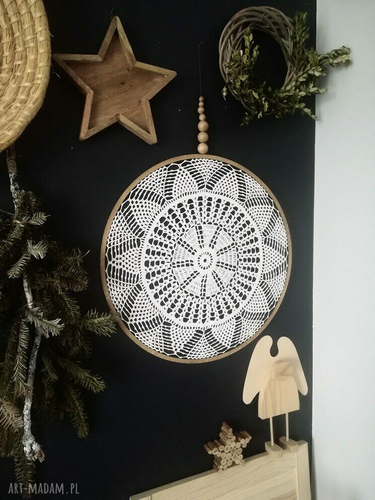 Hand Made dekoracje - łapacz snów biały 49