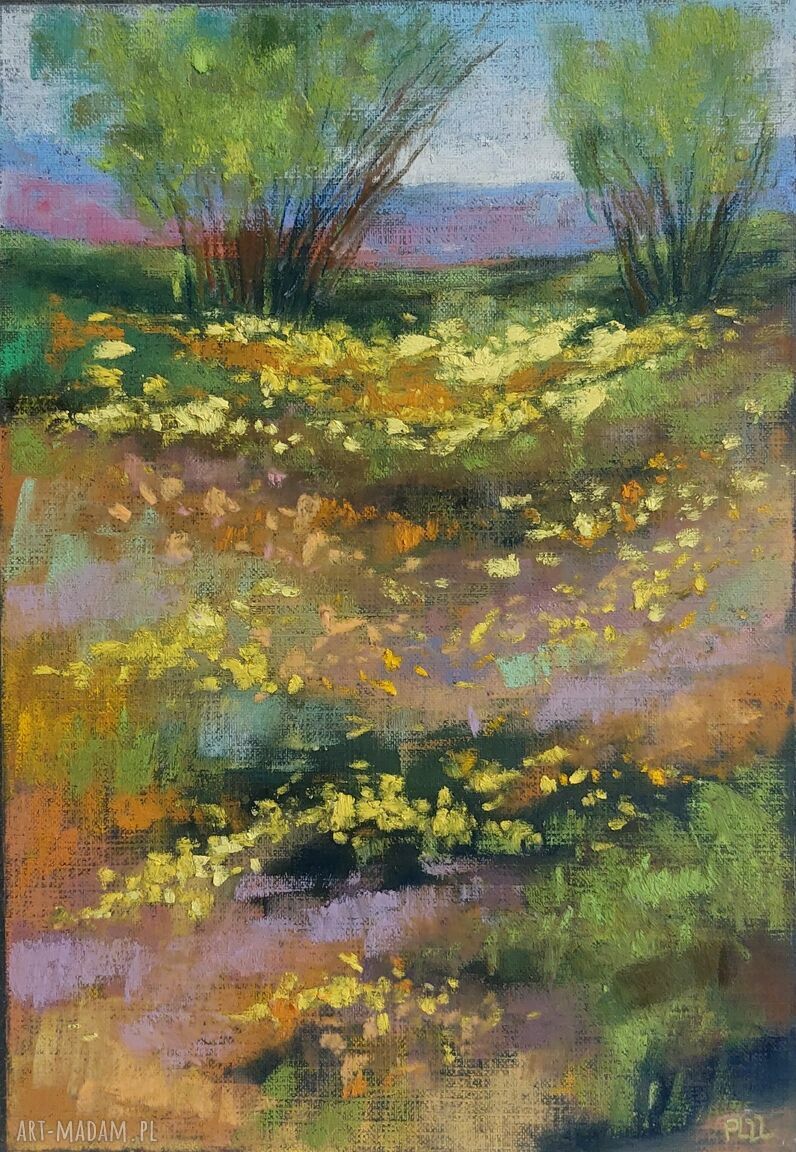 letnia łąka praca wykonana pastelami - obrazy ღ art-Madam.pl