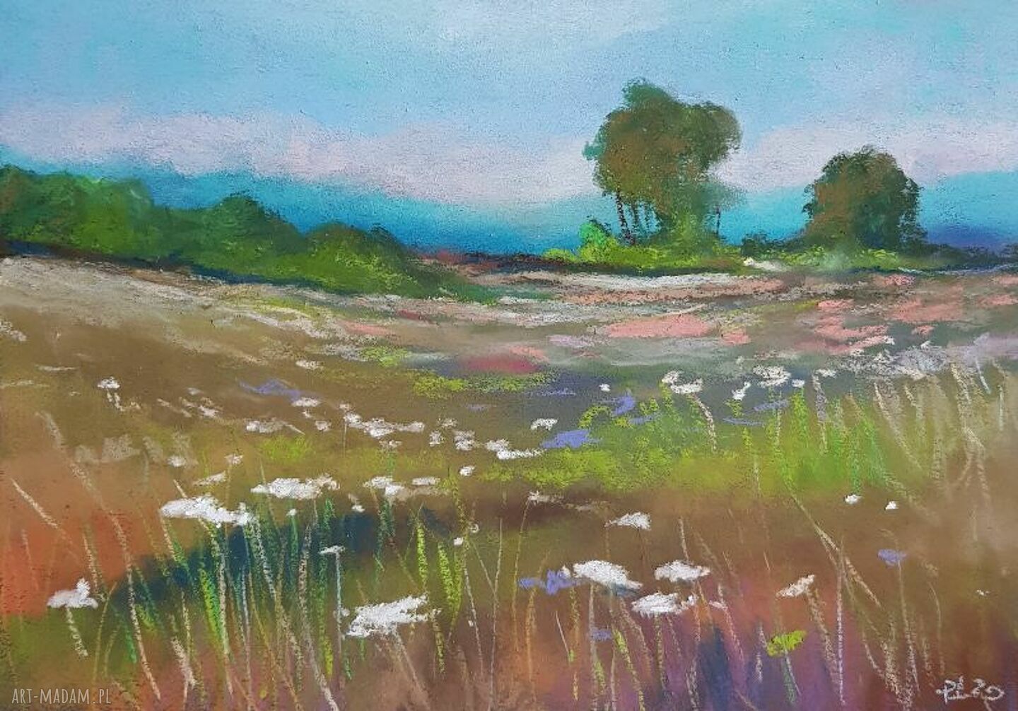 Letnia Łąka Rysunek Pastelami - Obrazy ღ art-Madam.pl